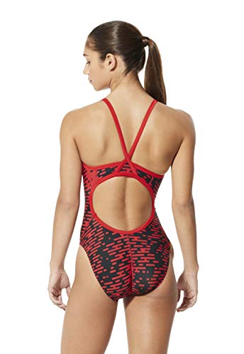 Speedo Women's Swimsuit One Piece Prolt Flyback Printed Adult Team Colors Modern Speedo Red, 26