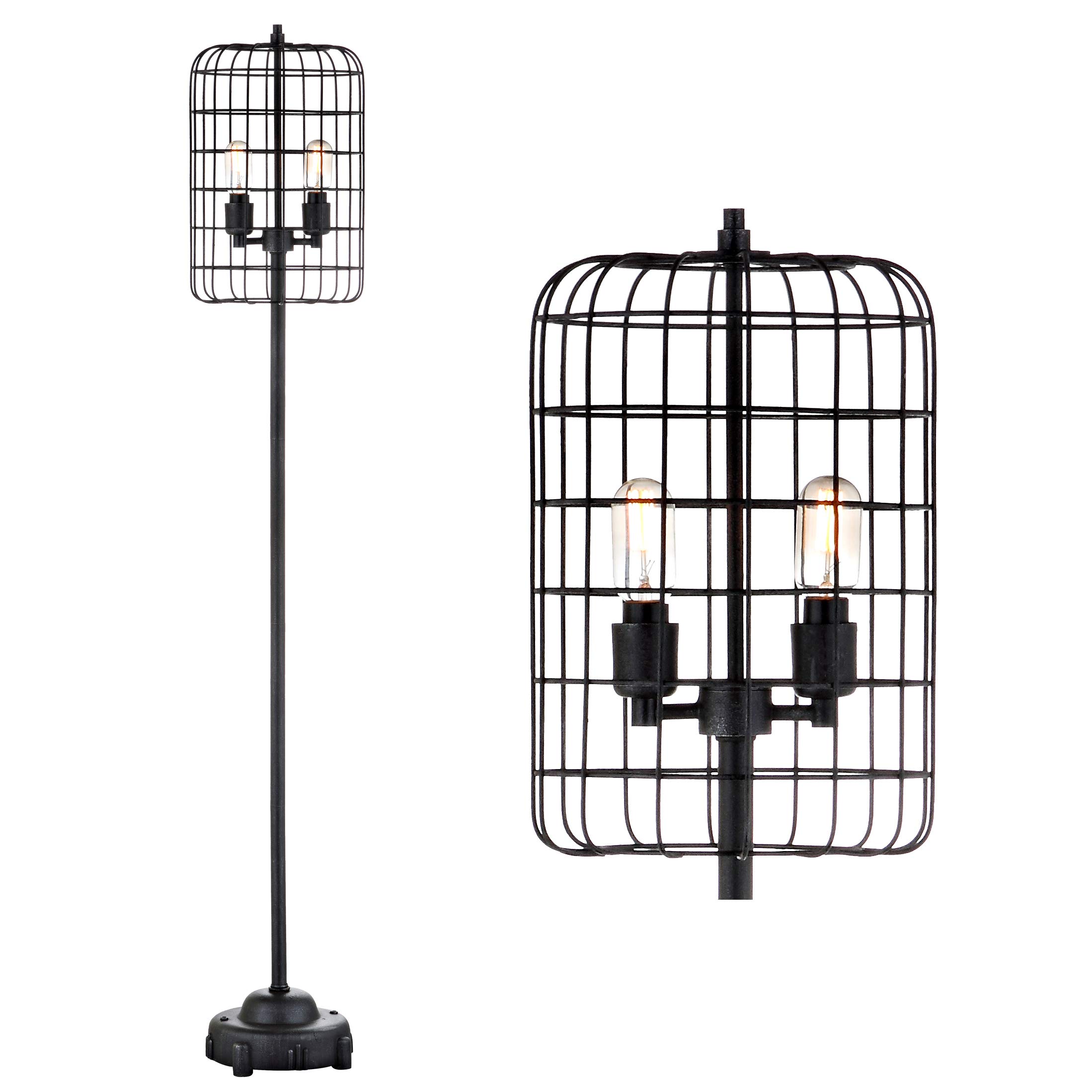 JONATHAN Y JYL4030A Odette 65" Industrial Metal Floor Lamp Industrial,Rustic,Transitional for Bedrooms, Living Room, Office, Reading, Black/Silver