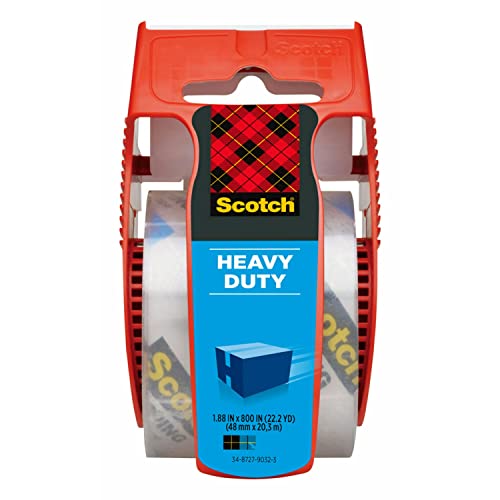 Scotch Heavy Duty Shipping Packaging Tape, 1.88"x 27.7 yd, Great for Packing, Shipping & Moving, Clear, 1 Dispensered Roll (142L)