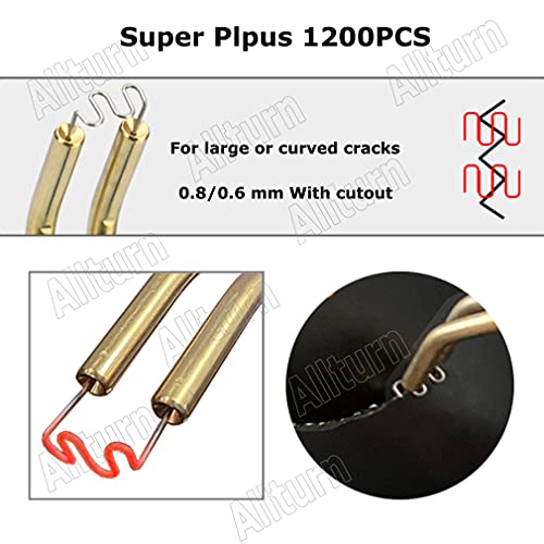 Allturn 1200 Pieces Hot Staples Welding Rods Bumper Repair Welding Wire for Repair Machine Car Bumpers Dashboards Lamp Holders Plastics Rings Daily Plastics Supplies 0.8 0.6 mm (Wave Shape)