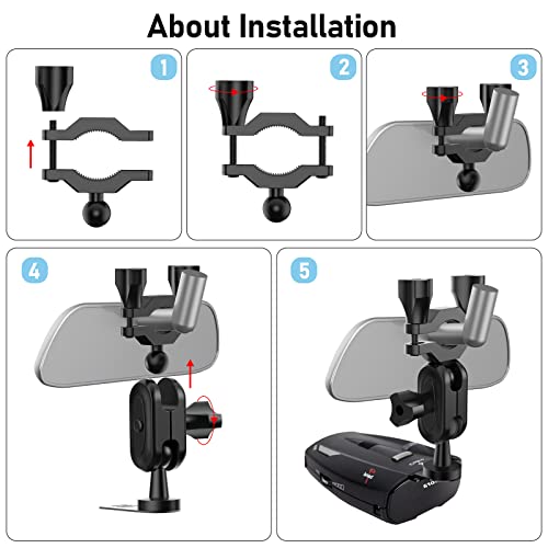 SDSACZMU Radar Detector Mount, Car Rear View Mirror Radar Detector Mount, for Cobra RAD 480i Radar Detector,Easy to Install (at Least 1 inch of Clear Rod Space is Required for Installation)