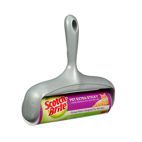Scotch-Brite Pet Extra Sticky Large Surface Roller, Designed for Pet Hair (60 Sheets) + Scotch-Brite 50% Stickier Large Surface Roller Refill, 60 Sheets (Pack of 4), 240 Sheets Total
