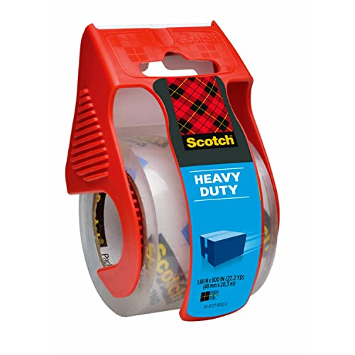Scotch Heavy Duty Shipping Packaging Tape, 1.88"x 27.7 yd, Great for Packing, Shipping & Moving, Clear, 1 Dispensered Roll (142L)