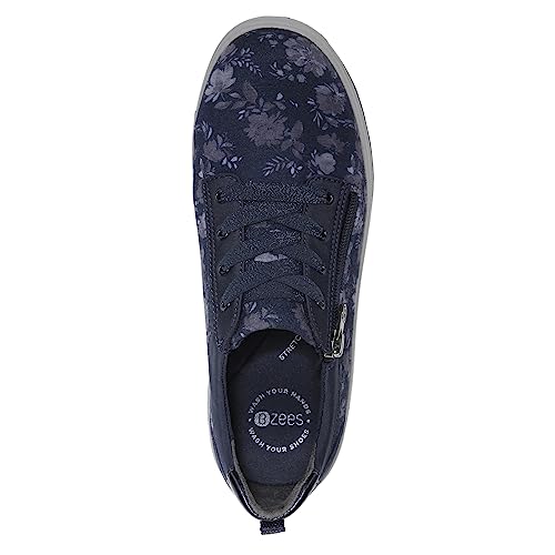 BZees Womens Tag Along Slip-On Sneaker Navy Floral 11 M