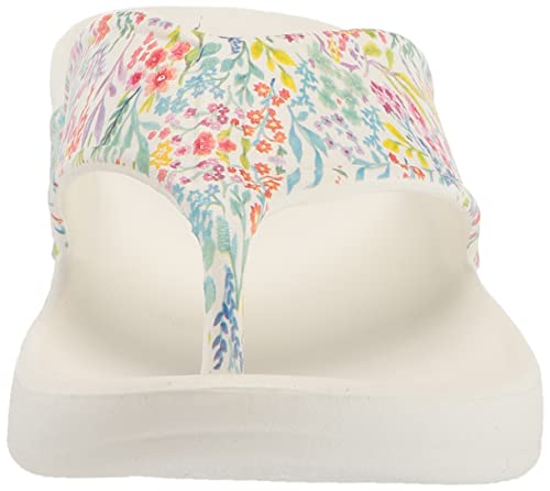 BZees Womens Villa Print Thong White Floral 8 M