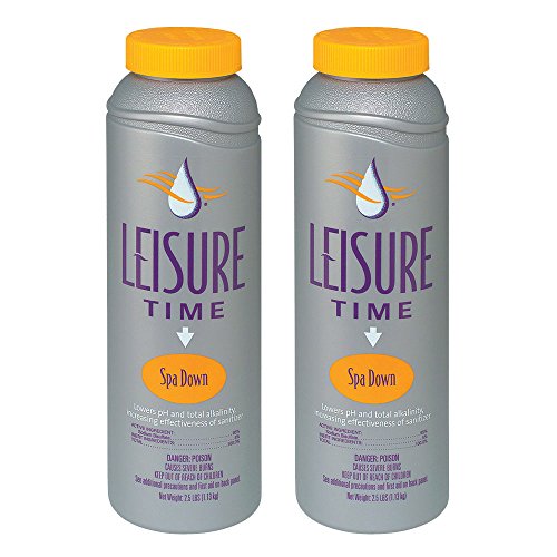 LEISURE TIME 22338-02 Spa Down for Spas and Hot Tubs, 2.5-Pounds, 2-Pack & Leisure Time 30210A Defender Spa and Hot Tub Stain and Scale Cleaner, 32 fl oz