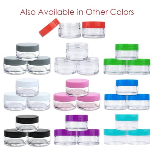 Beauticom 20 gram/20ml Empty Clear Small Round Travel Container Jar Pots with Lids for Make Up Powder, Eyeshadow Pigments, Lotion, Creams, Lip Balm, Lip Gloss, Samples (12 Pieces, Gray)