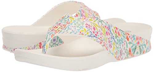 BZees Womens Villa Print Thong White Floral 8 M