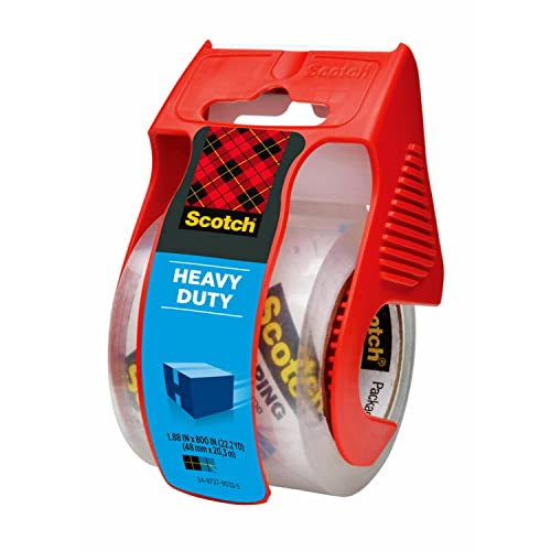 Scotch Heavy Duty Shipping Packaging Tape, 1.88"x 27.7 yd, Great for Packing, Shipping & Moving, Clear, 1 Dispensered Roll (142L)