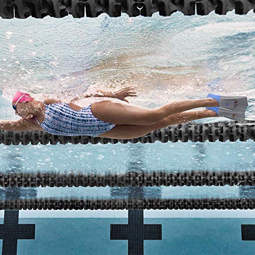 Speedo unisex adult Swim Training Fins Rubber Short Blade Footwear, Blue/Grey, Medium 6 7 US