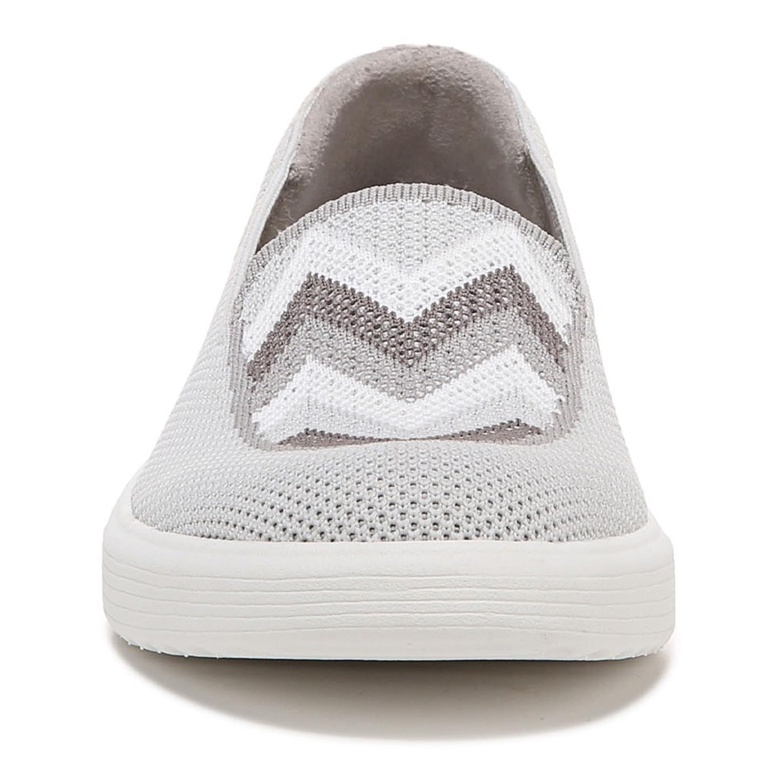 BZees Womens March On Moc Slip-on Loafer, Oyster Grey Chevron Knit, 8 US