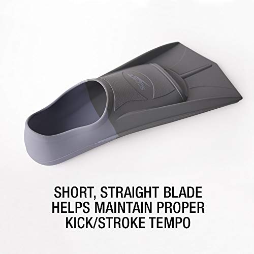 Speedo unisex adult Swim Training Fins Rubber Short Blade Footwear, Blue/Grey, Medium 6 7 US