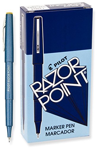 PILOT Razor Point Fine Line Marker Pens, Ultra-Fine Point (0.3mm) Blue Ink, 12-Pack (11004)