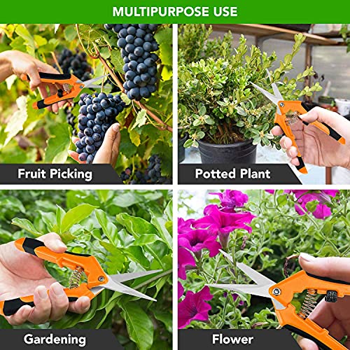 iPower 16-Inch Bud Leaf Bowl Trimmer Twisted Sharp Stainless Steel Blades for Hydroponics with Upgraded Gears, Orange Pruner, 6.5β Gardening Hand Scissors