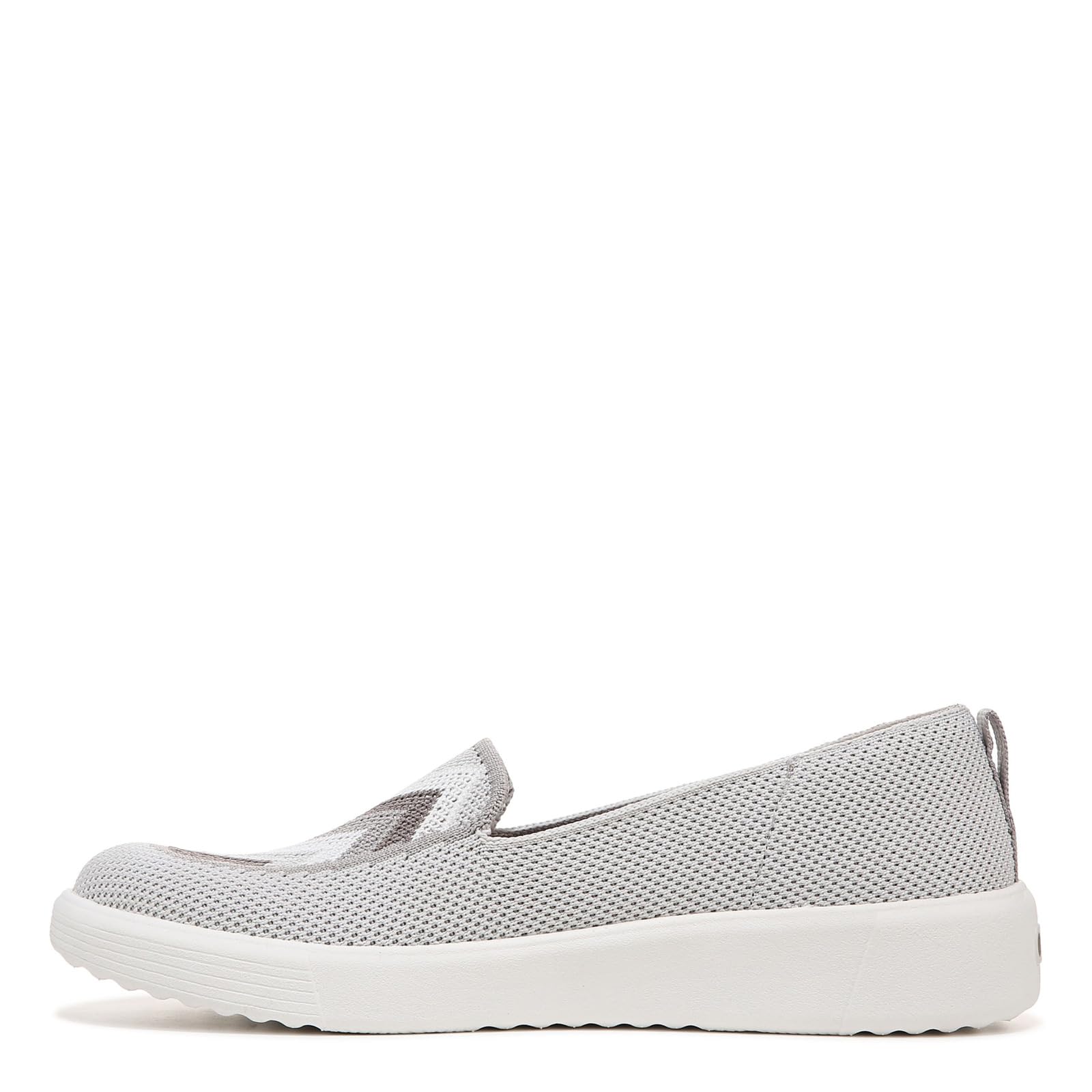 BZees Womens March On Moc Slip-on Loafer, Oyster Grey Chevron Knit, 8 US