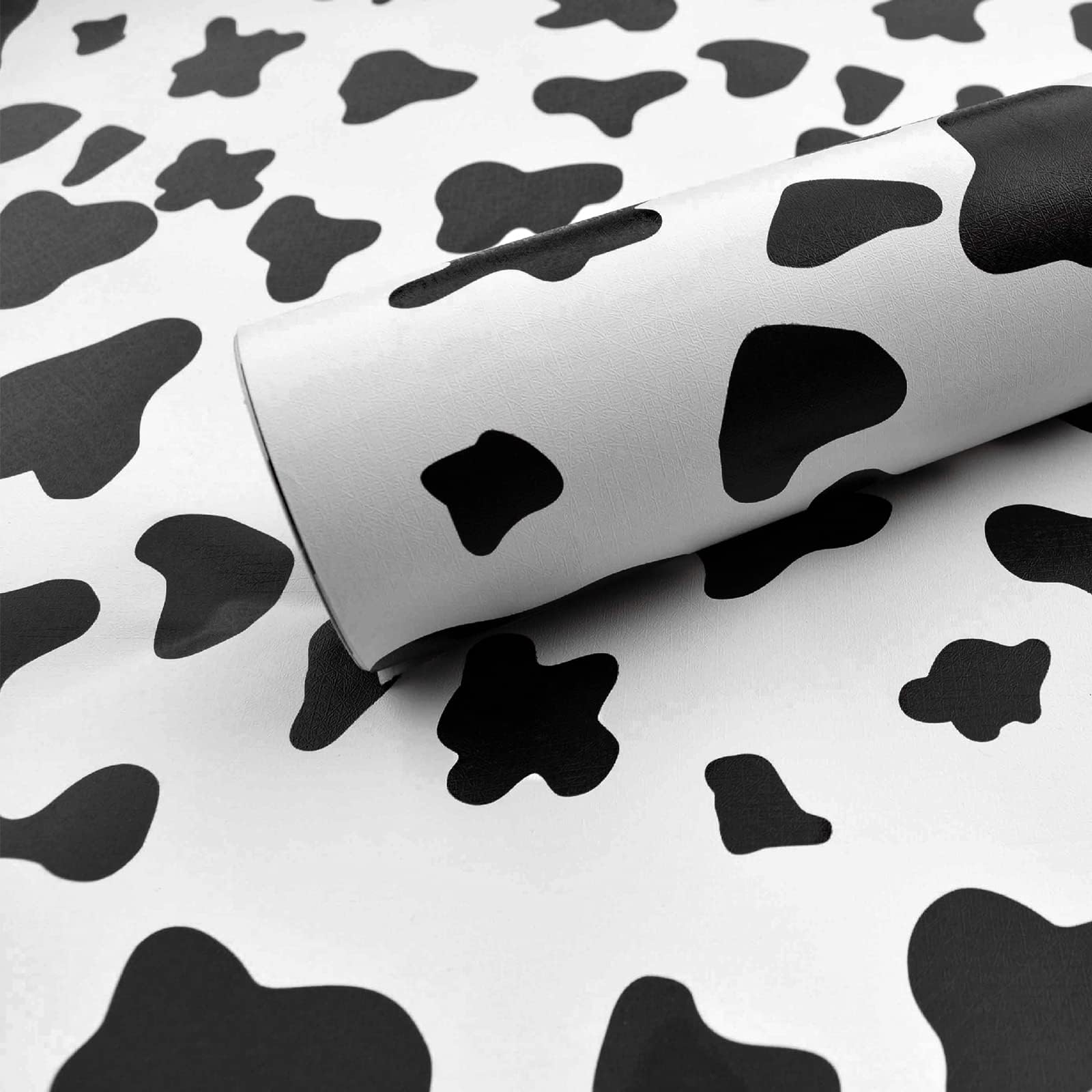 Qianglive Black and White Spots Contact Paper Cow Printed Peel and Stick Wallpaper 17.3”x120” Self-Adhesive Cute Wallpapers Vinyl White Black Decals for Walls Bedroom Living Room Nurseryls