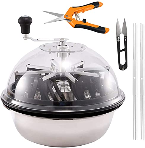 iPower 16-Inch Bud Leaf Bowl Trimmer Twisted Sharp Stainless Steel Blades for Hydroponics with Upgraded Gears, Orange Pruner, 6.5” Gardening Hand Scissors