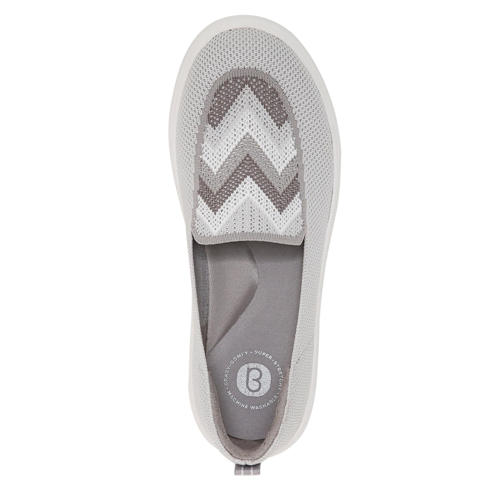 BZees Womens March On Moc Slip-on Loafer, Oyster Grey Chevron Knit, 8 US