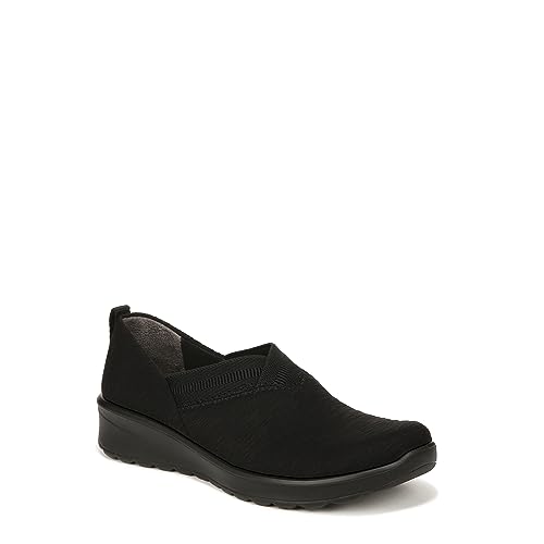 BZees Womens Game Plan Washable Comfort Slip On Sneaker Black 7.5 M
