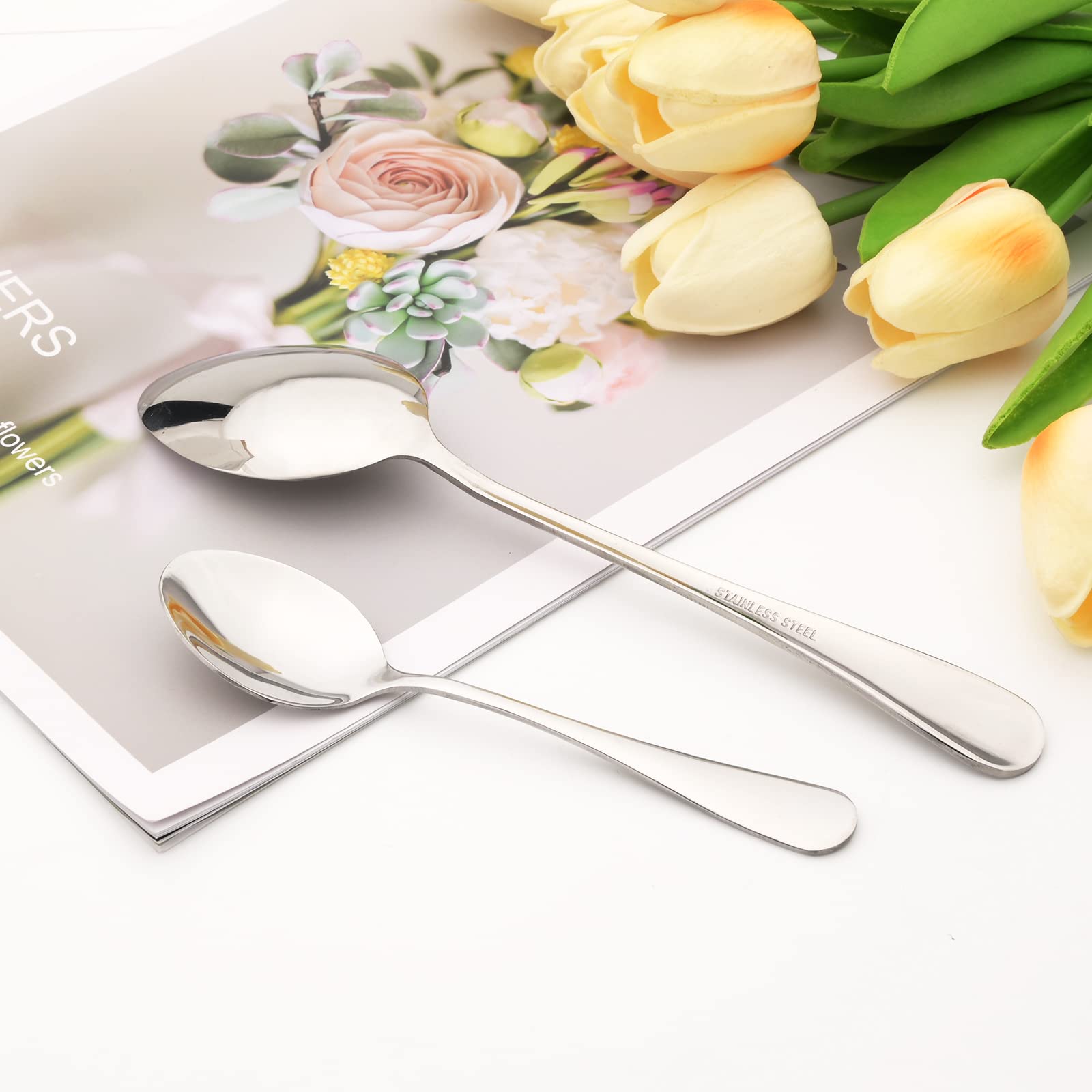Snplowum 24pcs Silver Flatware Set With Holder, Stainless Steel Egg Shape Cutlery Storage Tableware Kitchen Utensils Gift Set, Silverware Set for Home and Restaurant Banquets, Service For 6