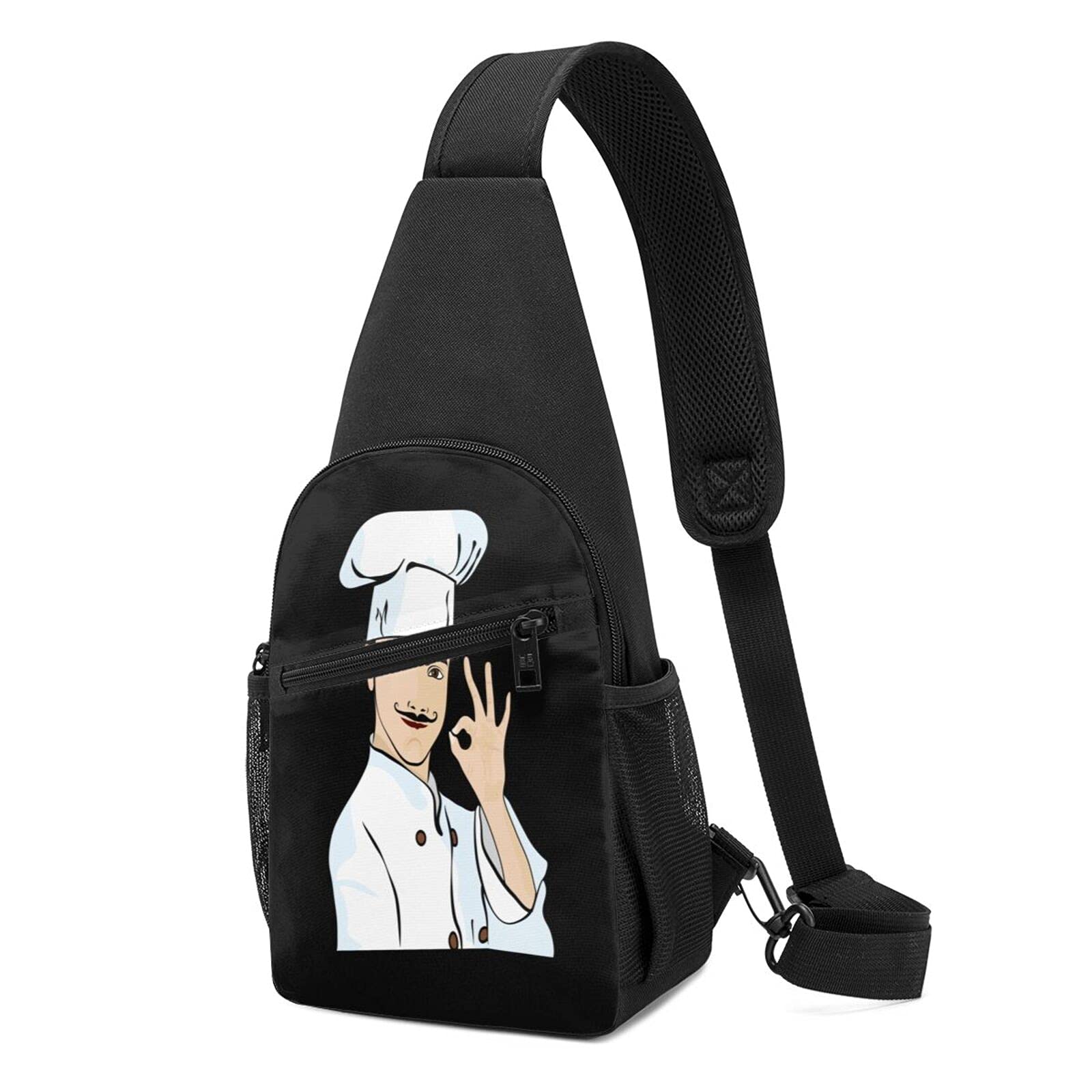 Chef cooking cut out drawing sketch restaurant gourmet Good-looking lightweight backpack men and women chest bag leisure sports travel bag