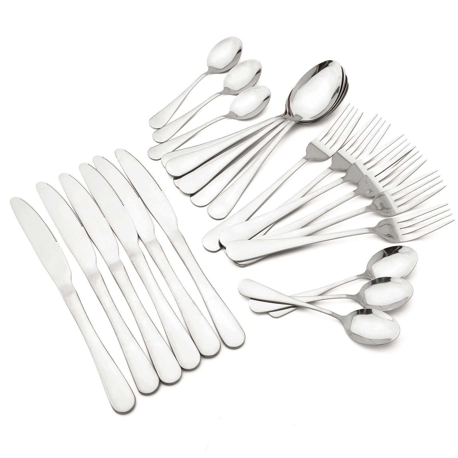 Snplowum 24pcs Silver Flatware Set With Holder, Stainless Steel Egg Shape Cutlery Storage Tableware Kitchen Utensils Gift Set, Silverware Set for Home and Restaurant Banquets, Service For 6