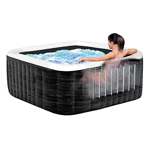 Intex 28451EP PureSpa Plus 6 Person Portable Inflatable Square Hot Tub Spa with 170 Bubble Jets and Built in Heater Pump, Greystone