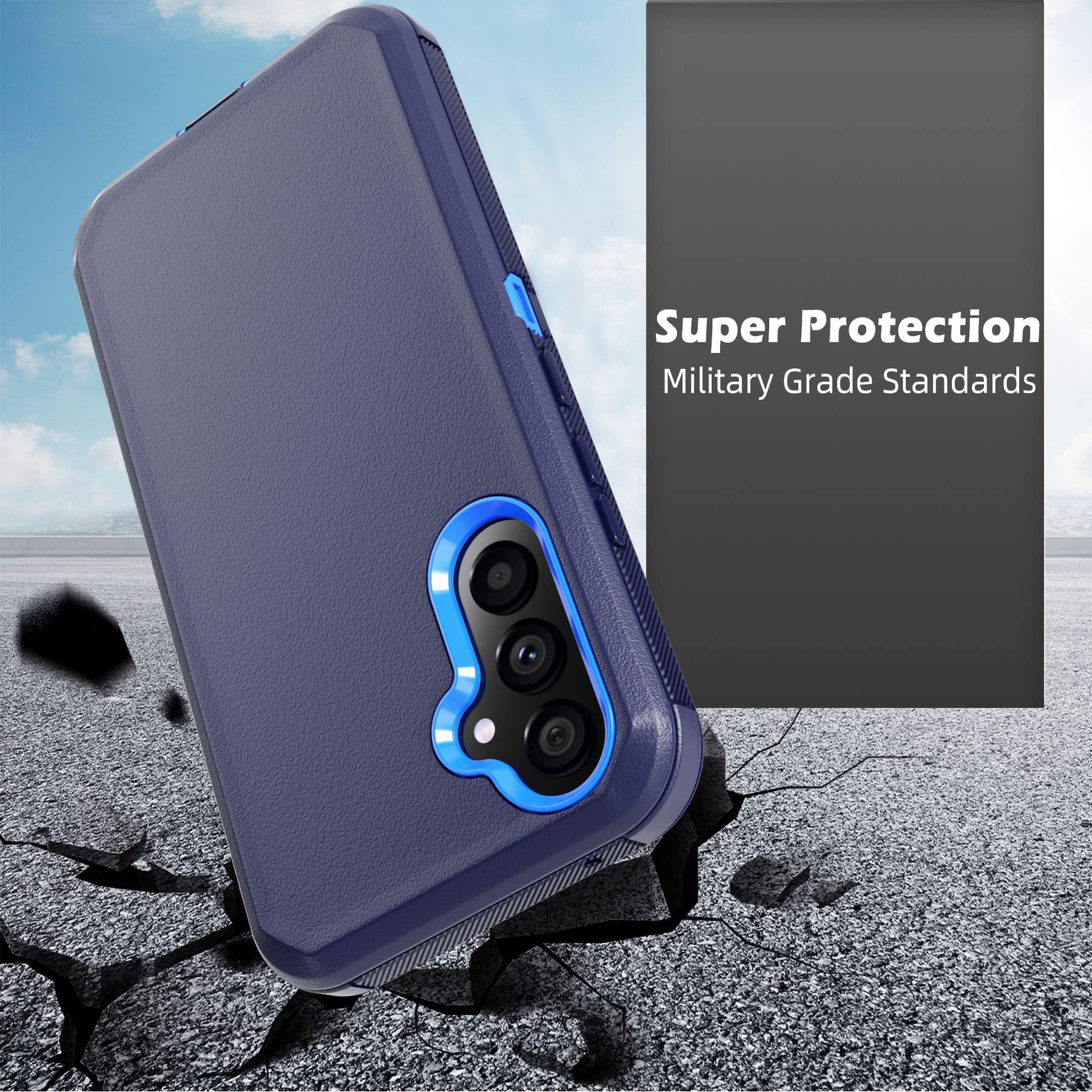 TASHHAR Phone Case for Samsung Galaxy A54 5G case,Heavy Duty Hard Shockproof Armor Protector Case Cover with Belt Clip Holster for Samsung A54 5G 2023 Phone Case (Navy Blue)