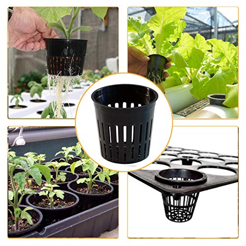 Tectsia 4 Inch Net Cups (25 Pack), Net Pots for Hydroponics, Orchids Mesh Baskets Pots Heavy Duty Hydroponics Supplies with Wide Lip