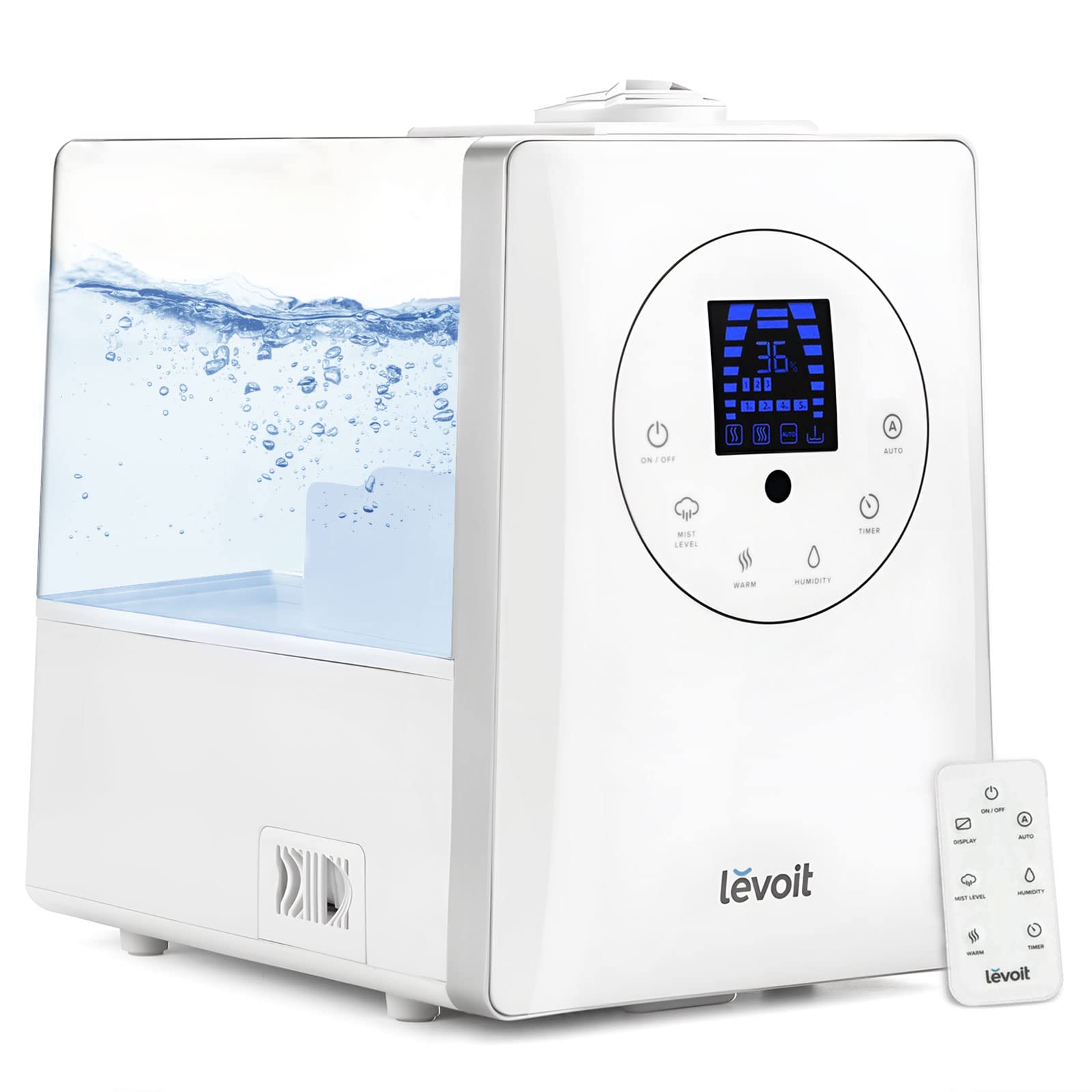 LEVOIT Humidifiers, Blue & Humidifiers for Bedroom Large Room 6L Warm and Cool Mist for Families Plants with Built-in Humidity Sensor, Essential Oil, Timer Setting, White