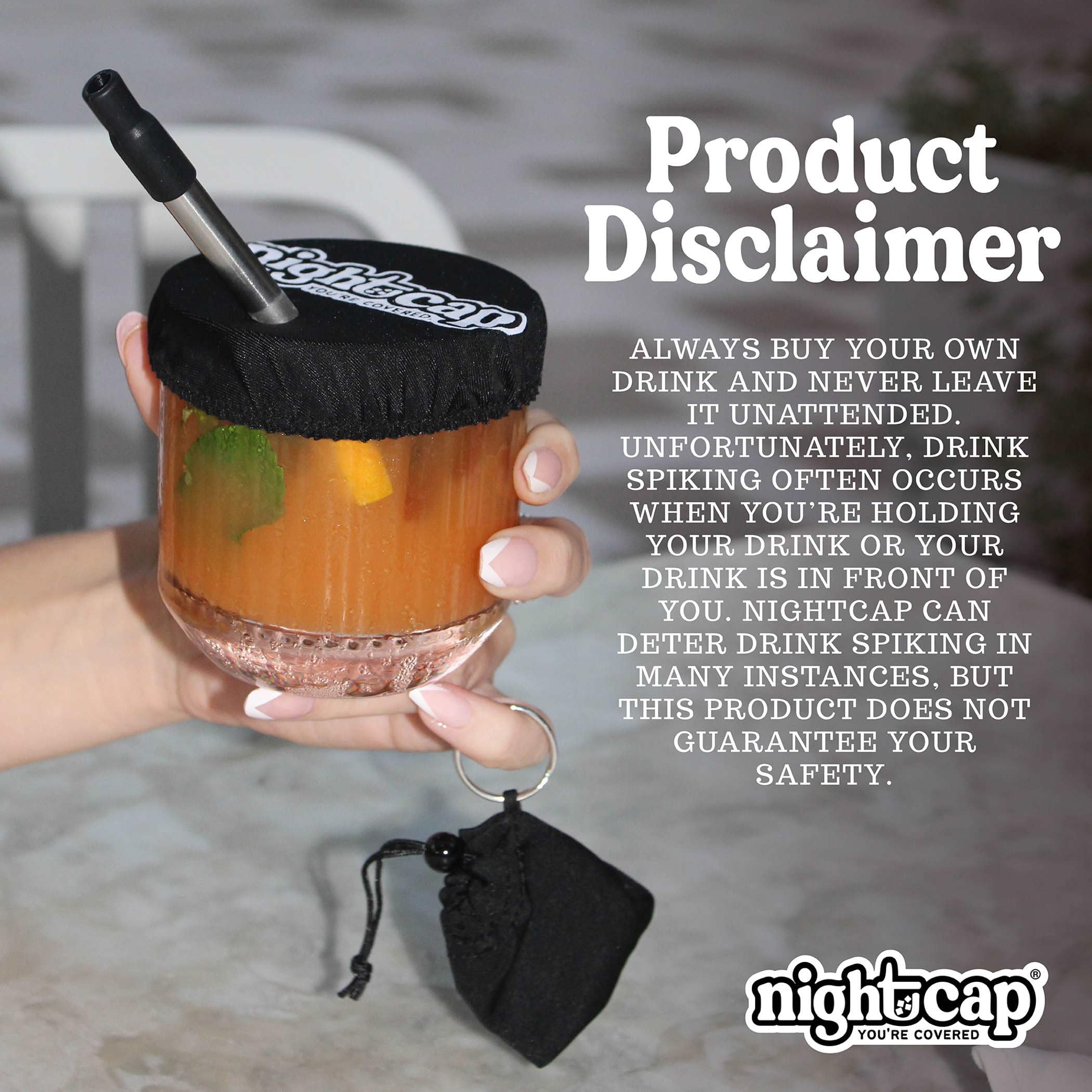 Nightcap Keychain - The Reusable Drink Spiking Prevention Accessory - Conveniently Attach the Key Ring Key Chain Pouch to Your Keys, Handbags, or Purse for Quick Access 4pk