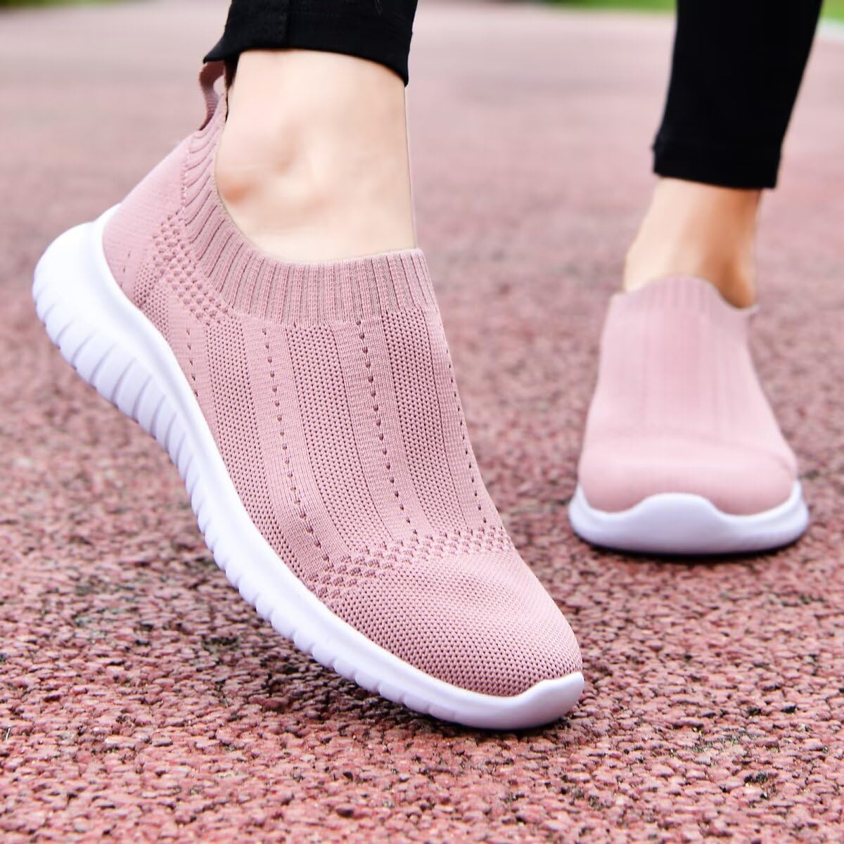 konhill Women's Slip On Sneakers Non Slip Walking Shoes Breathable Mesh Work Casual Lightweight Tennis Workout Shoes 12 US Mauve,44