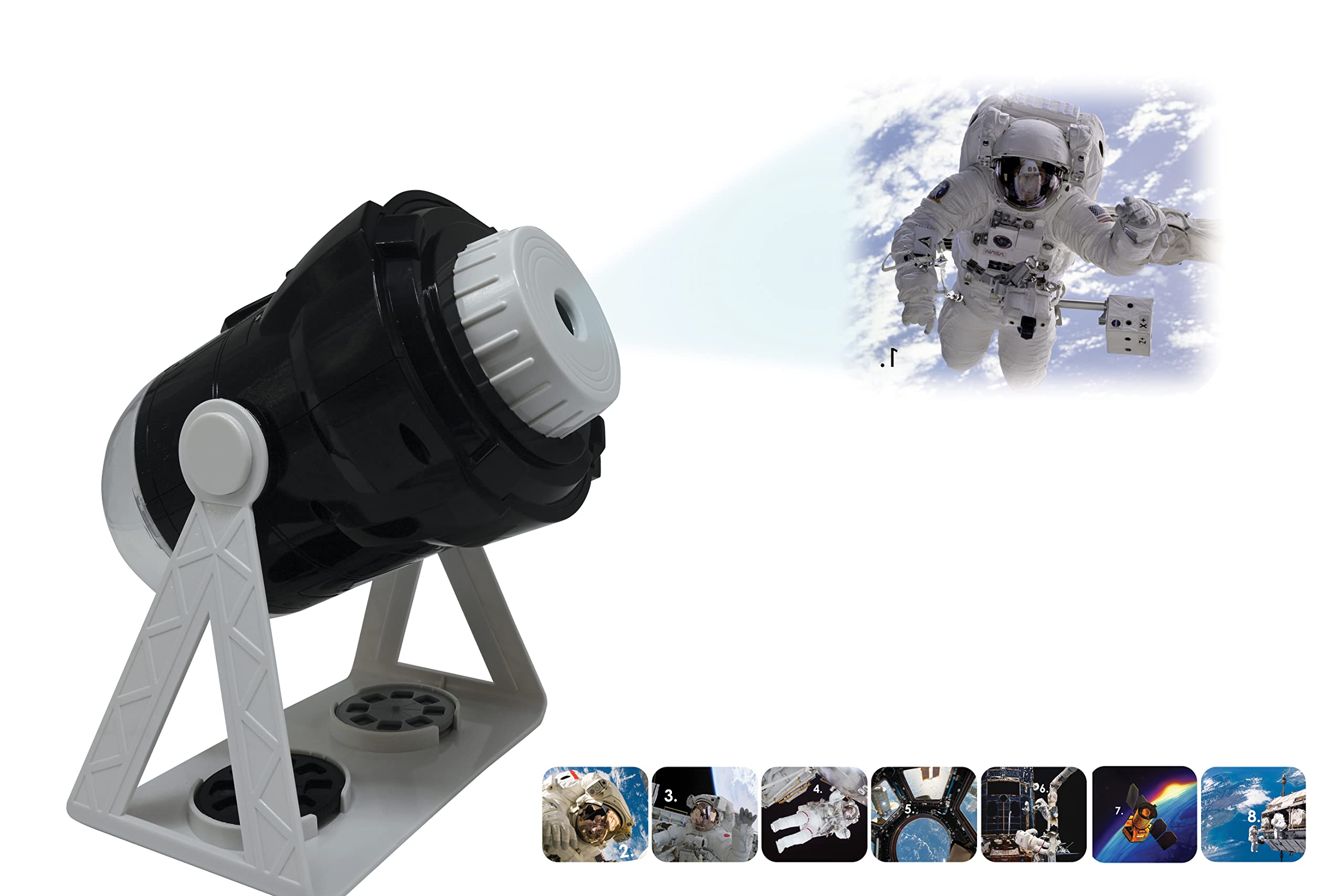 Lexibook Speaking 2-in-1 Constellations and Images Planetarium Projector English/Spanish, 24 Images to Discover Space, 2 Constellation Domes, STEM, Black/White, NLJ181i2