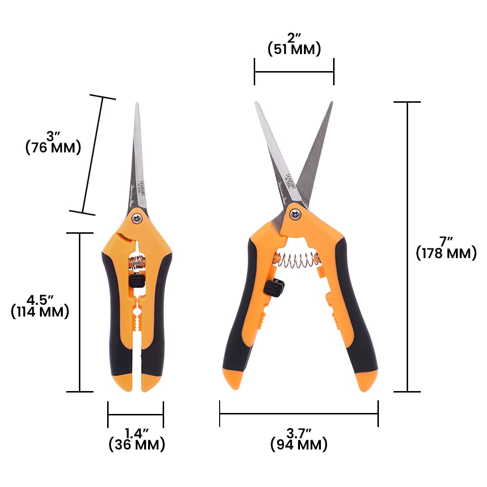 Zenport H355L Hydroponic Long Microblade Pruner, Stainless Steel Blade