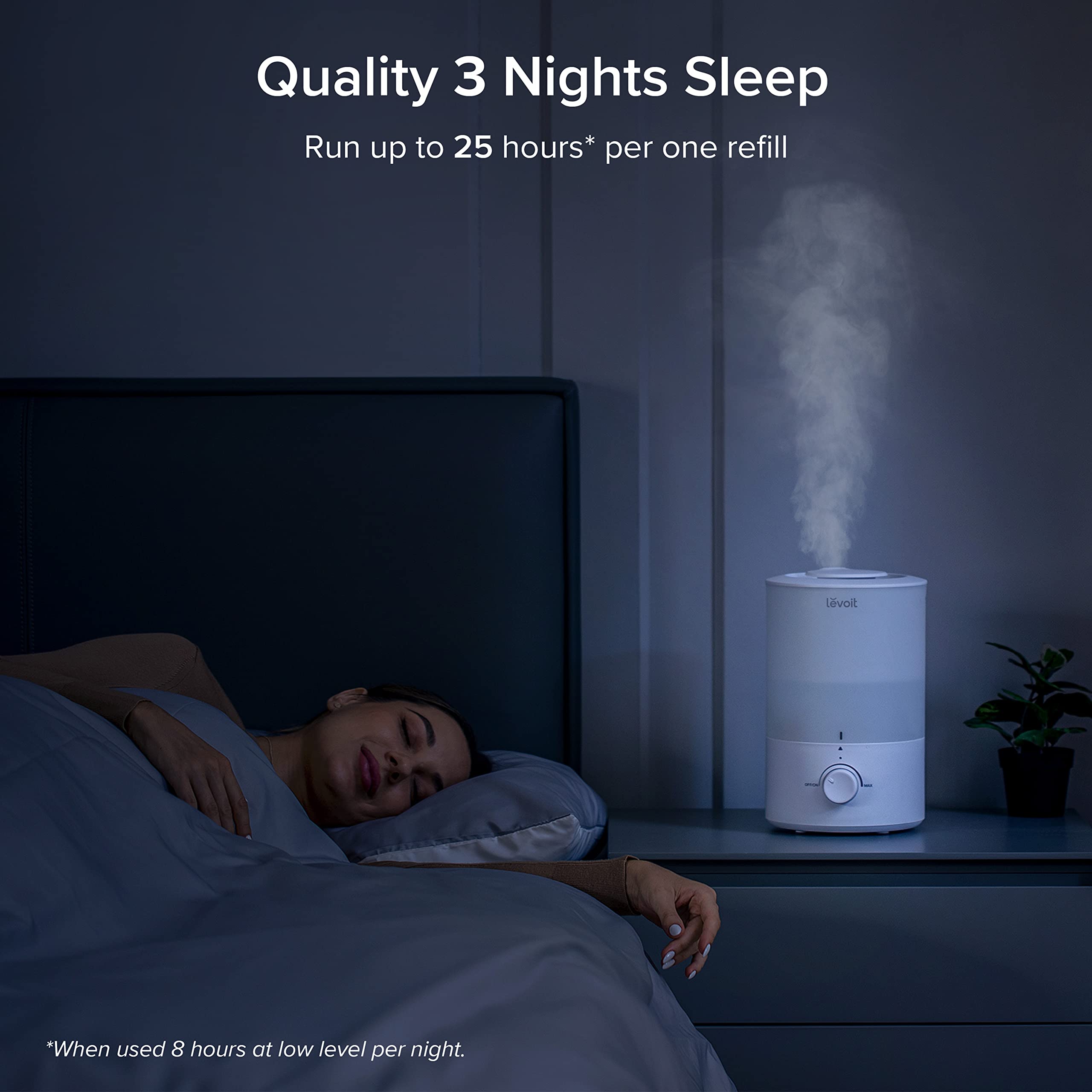 LEVOIT 4L Humidifiers for Bedroom Large Room & Essential Oil Diffuser, Blue & Humidifiers for Bedroom Large Room, 3L Cool Mist Top Fill Quiet Humidifier for Baby Nursery and Plants, 360° Nozzle, White