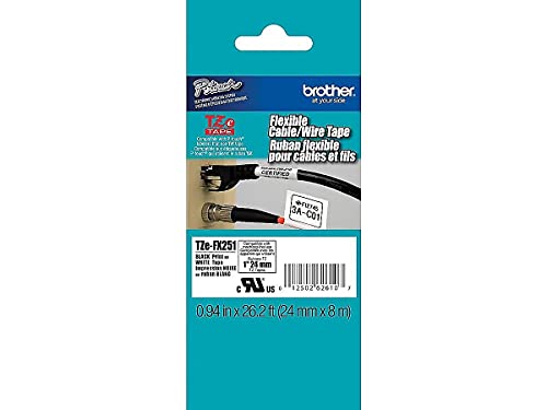 Brother Tzefx251 Tze Flexible Labeling Tape for P-Touch, 1-Inch X 26-1/5 Ft, Black On White