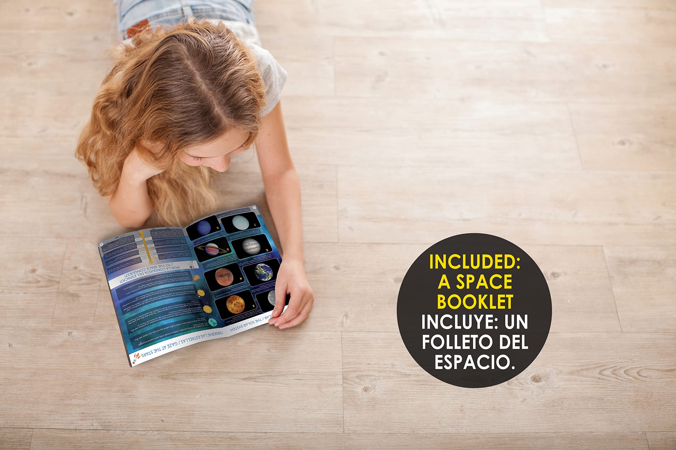 Lexibook Speaking 2-in-1 Constellations and Images Planetarium Projector English/Spanish, 24 Images to Discover Space, 2 Constellation Domes, STEM, Black/White, NLJ181i2