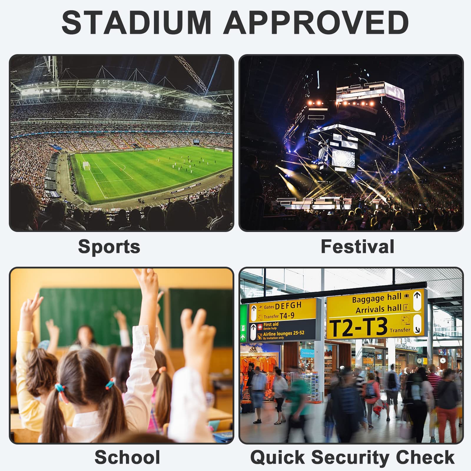 Clear Mini Backpack Stadium Events 12x12x6 Small Transparent Backpacks Plastic See Through Bag for Work Festival Security Travel