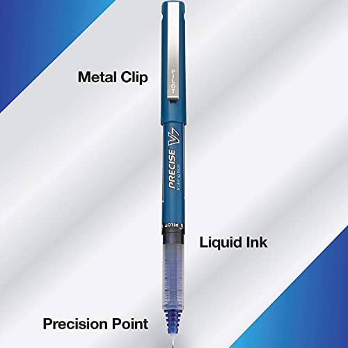 Pilot Precise V7 Stick Rolling Ball Pens, Fine Point, Blue Ink, 6 Pack