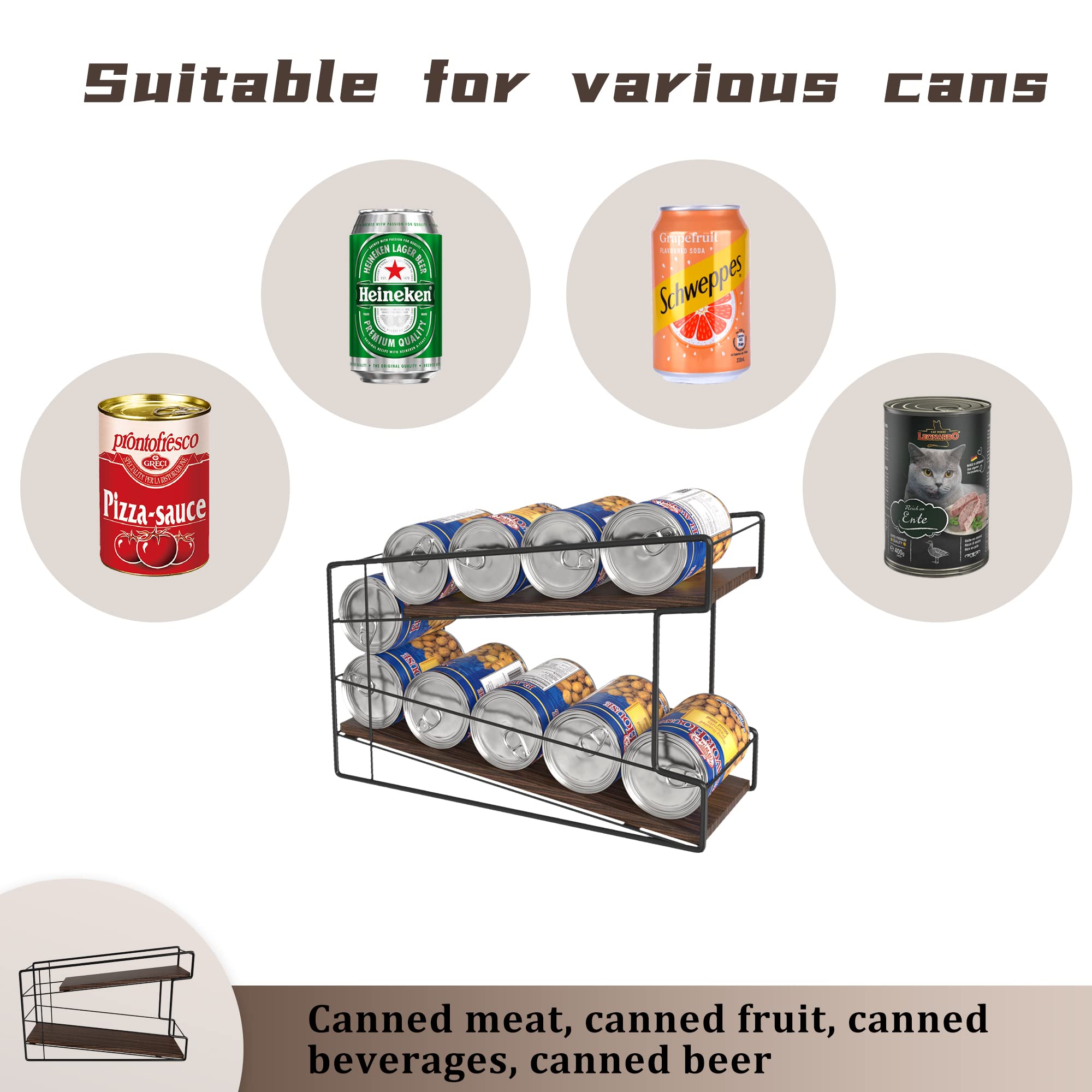 Rolling Can Organizer Can Dispenser for Beer Soda Seltzer Pop Can Soda Organizer 10 Standard Size 12oz Cans Holder Storage