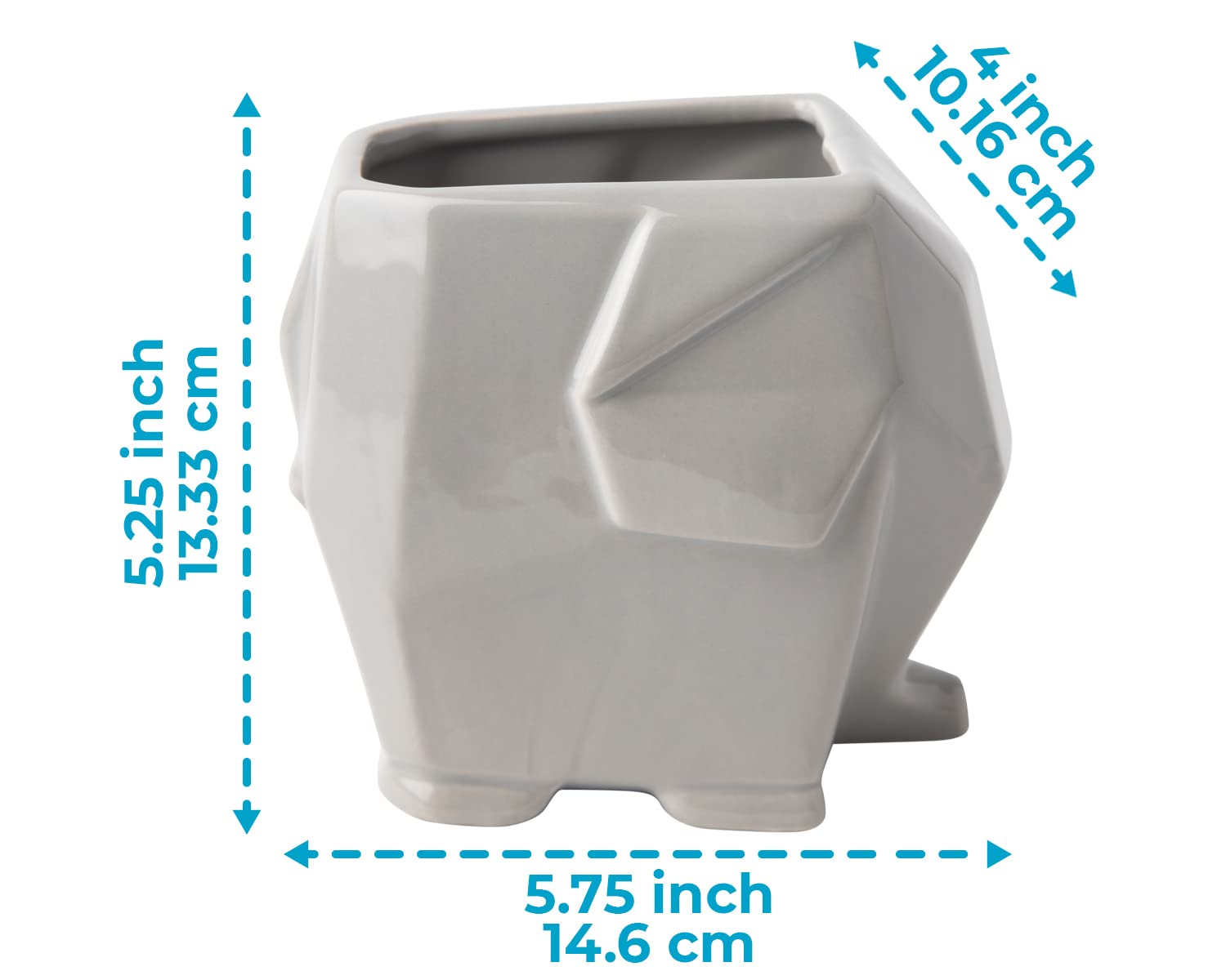 Novelty "Elephant" Cutlery Holder & Drainer for your Kitchen Sink - Multifunctional & Decorative Silverware Organizer, Utensil Caddy or Toothbrush Holder Made of Premium Ceramic - Grey