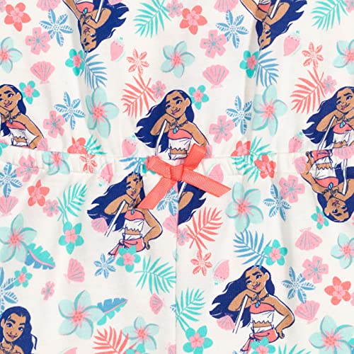 Disney Princess Moana Little Girls French Terry Sleeveless Romper White 6-6X