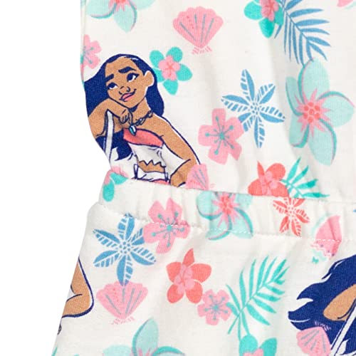 Disney Princess Moana Little Girls French Terry Sleeveless Romper White 6-6X