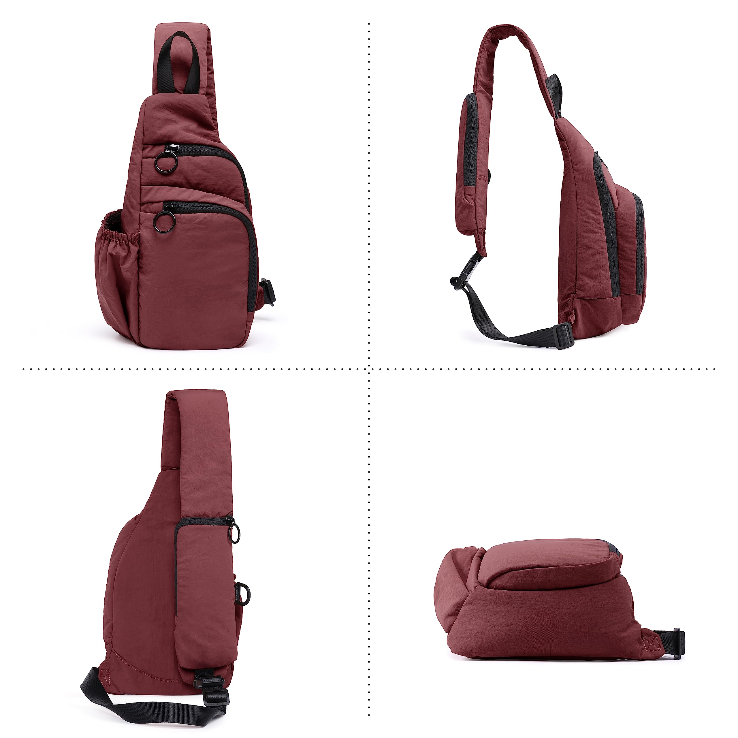 ODODOS Crossbody Sling Bag with Adjustable Straps Small Backpack Lightweight Daypack for Casual Hiking Outdoor Travel, Wine