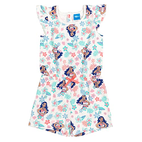 Disney Princess Moana Little Girls French Terry Sleeveless Romper White 6-6X