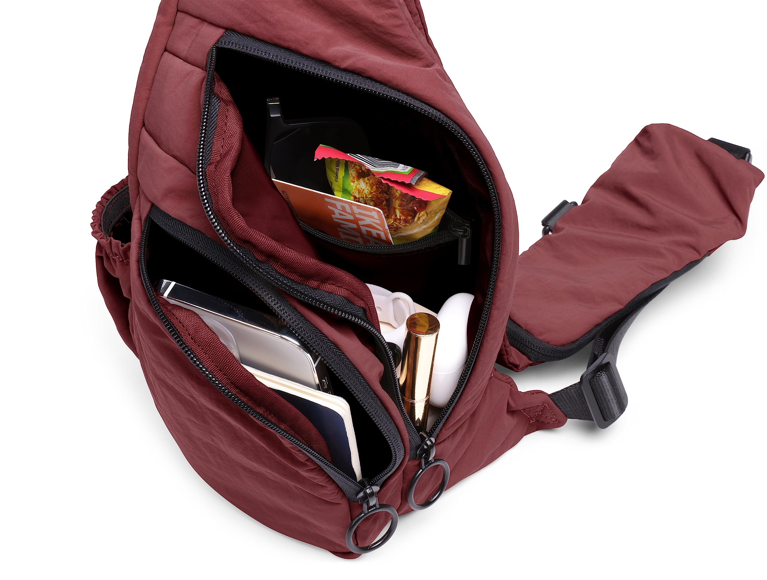 ODODOS Crossbody Sling Bag with Adjustable Straps Small Backpack Lightweight Daypack for Casual Hiking Outdoor Travel, Wine