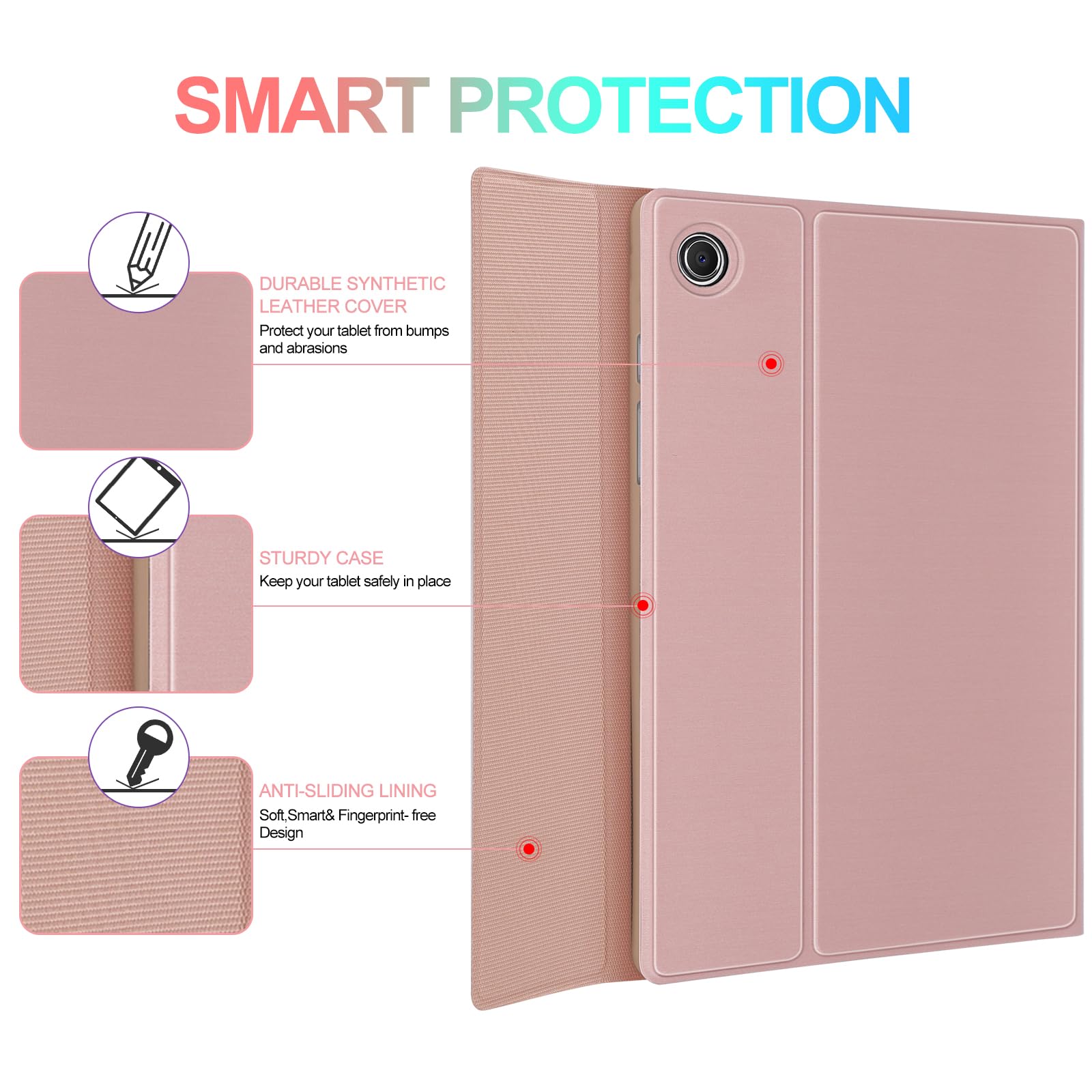 IVEOPPE Galaxy Tab A8 2022 Case with Keyboard 10.5 inch, Detachable Wireless Bluetooth Keyboard Cover & 7 Colors Backlit & Slim Folio Cover for Galaxy Tab A8 SM-X200/X205/X207(Sugar Pink)