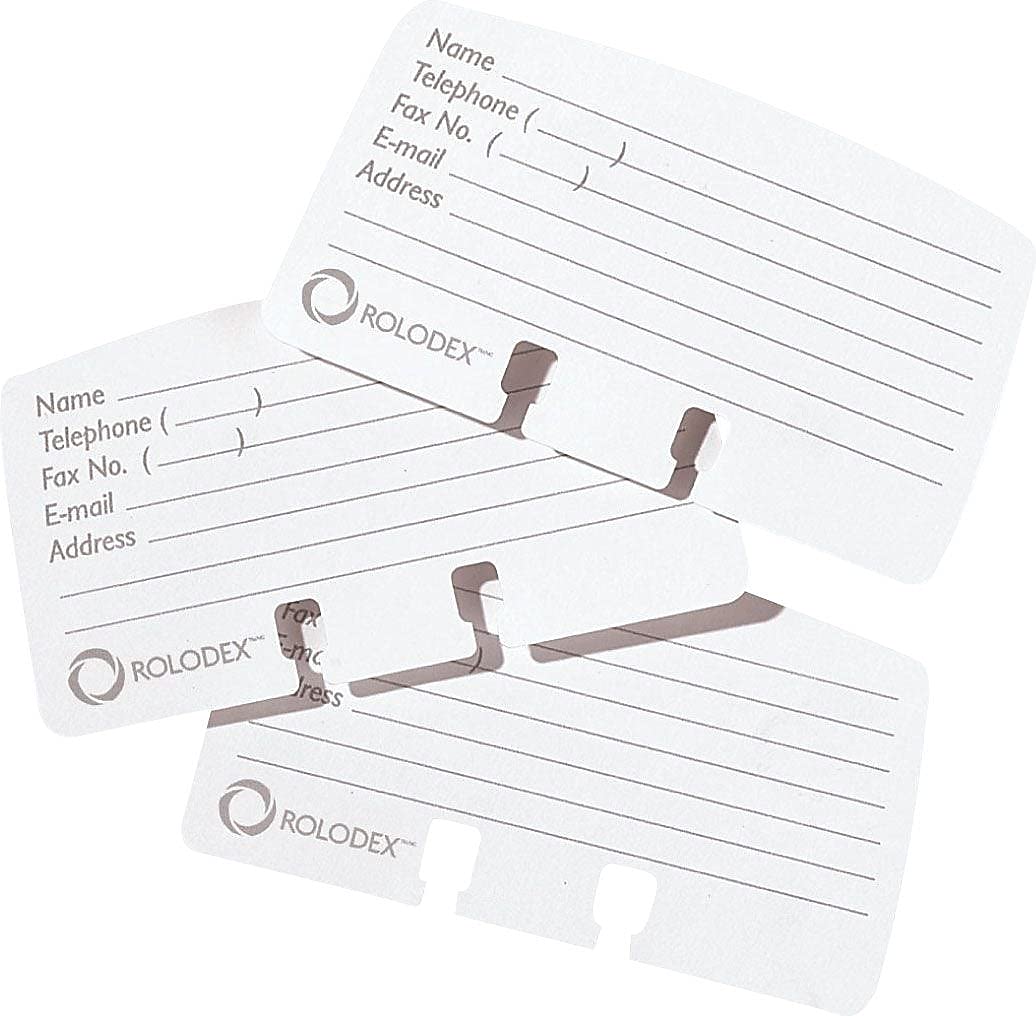 Rolodex Petite Refill Cards, 2 1/4 x 4, 100 Cards/Pack