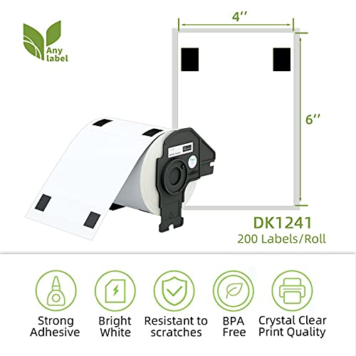 Anylabel Compatible 4" x 6" Shipping Labels Replacement for DK-1241 Compatible with Brother QL Label Printers (12 Rolls + 1 Frame, 200 Labels/Roll)