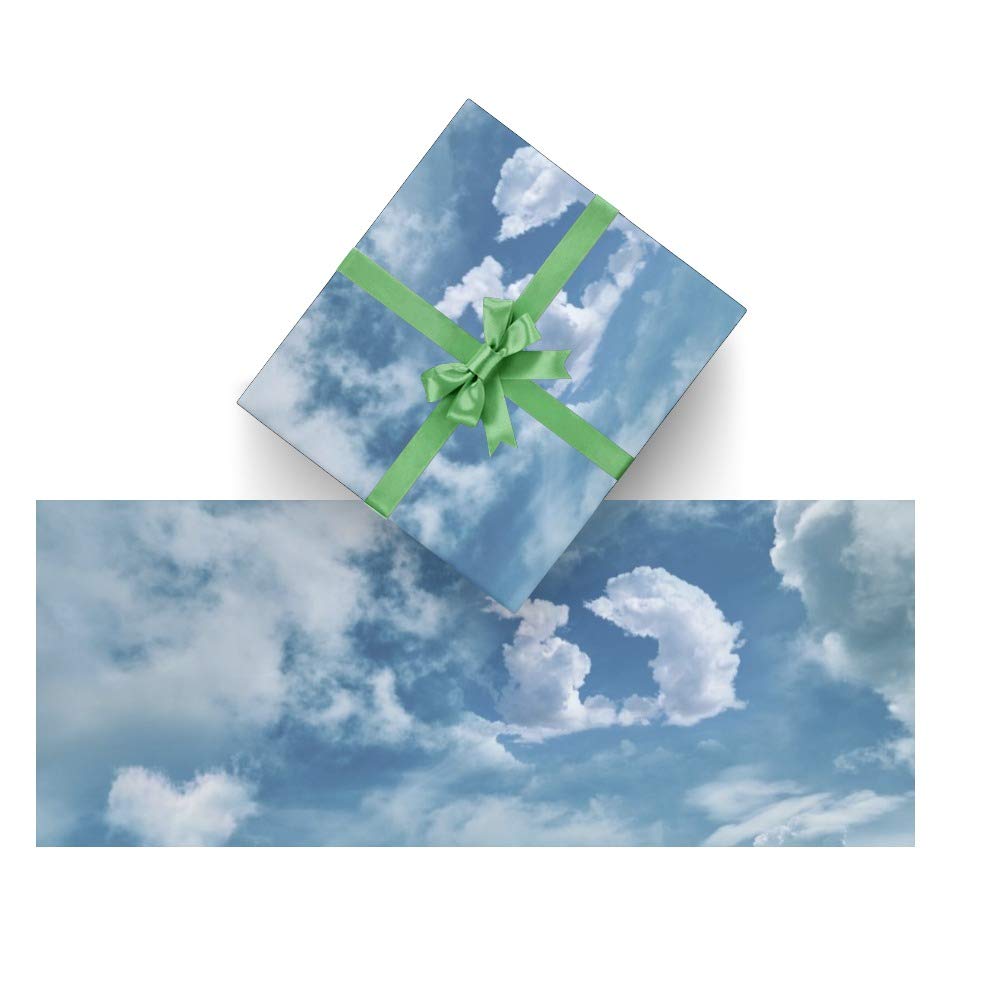 Wrapping Paper Blue Sky and Cloud for Christmas,Birthday,Valentines Day,Bridal or Baby Showers Gift- 3Rolls - 58inch x 23inch Per Roll